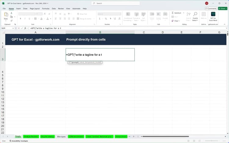 Gpt For Excel Ai Add In For Microsoft Excel Gpt For Work