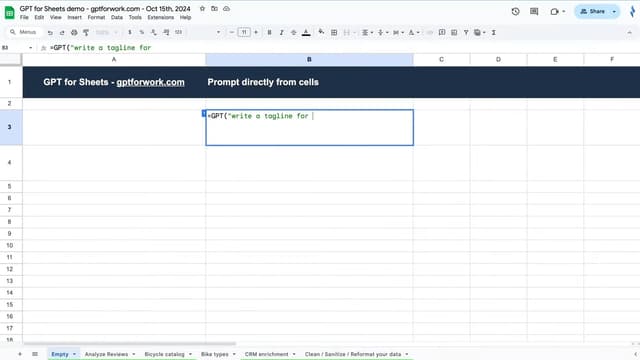 GPT for Sheets: AI add-on for Google Sheets | GPT for Work