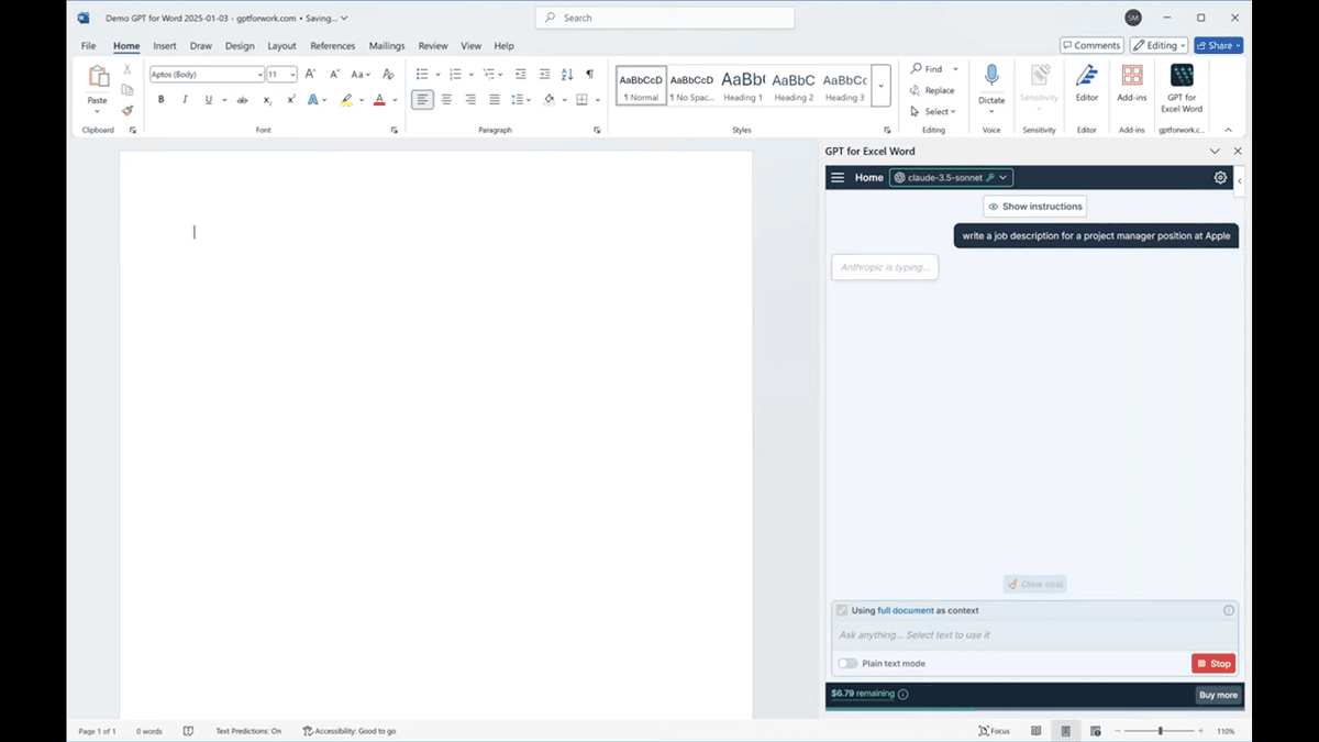GPT for Word: AI add-in for Microsoft Word | GPT for Work