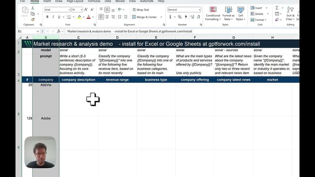 Market Research & Analysis with AI in Excel & Sheets | GPT for Work